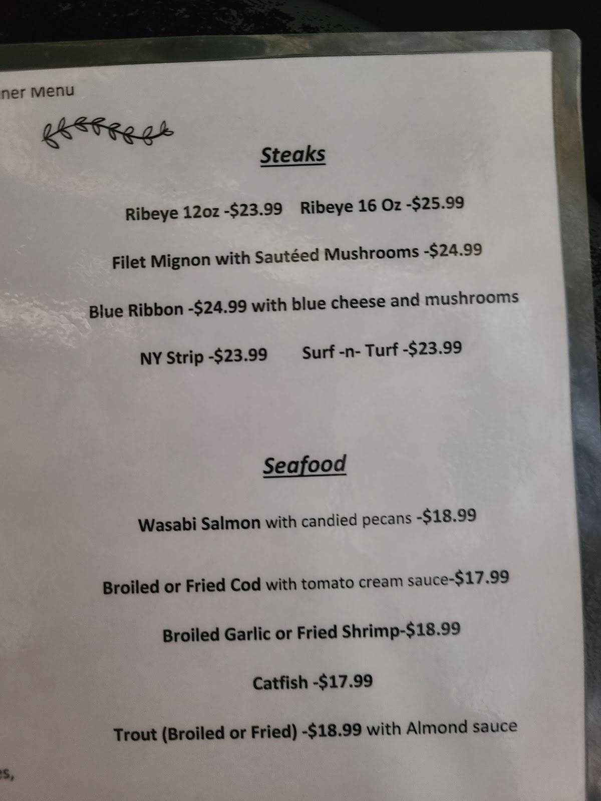 Menu at Log House 1776 Restaurant, Wytheville