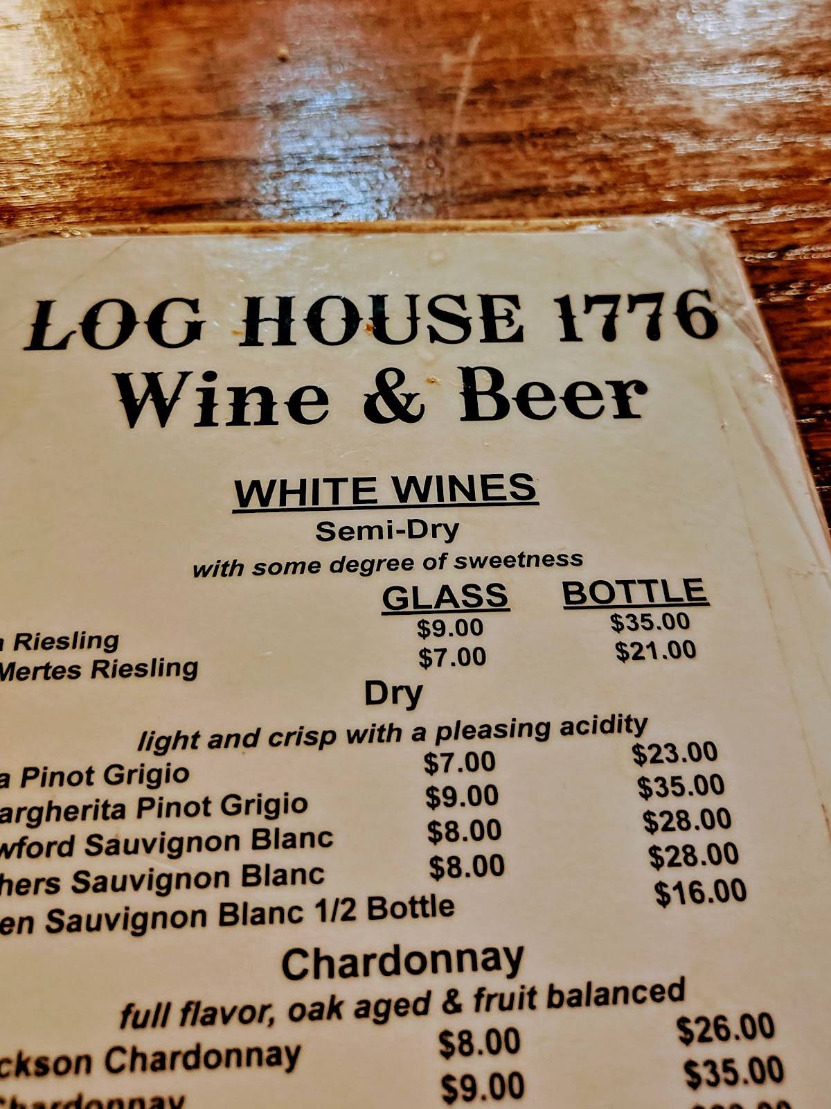 Menu at Log House 1776 Restaurant, Wytheville