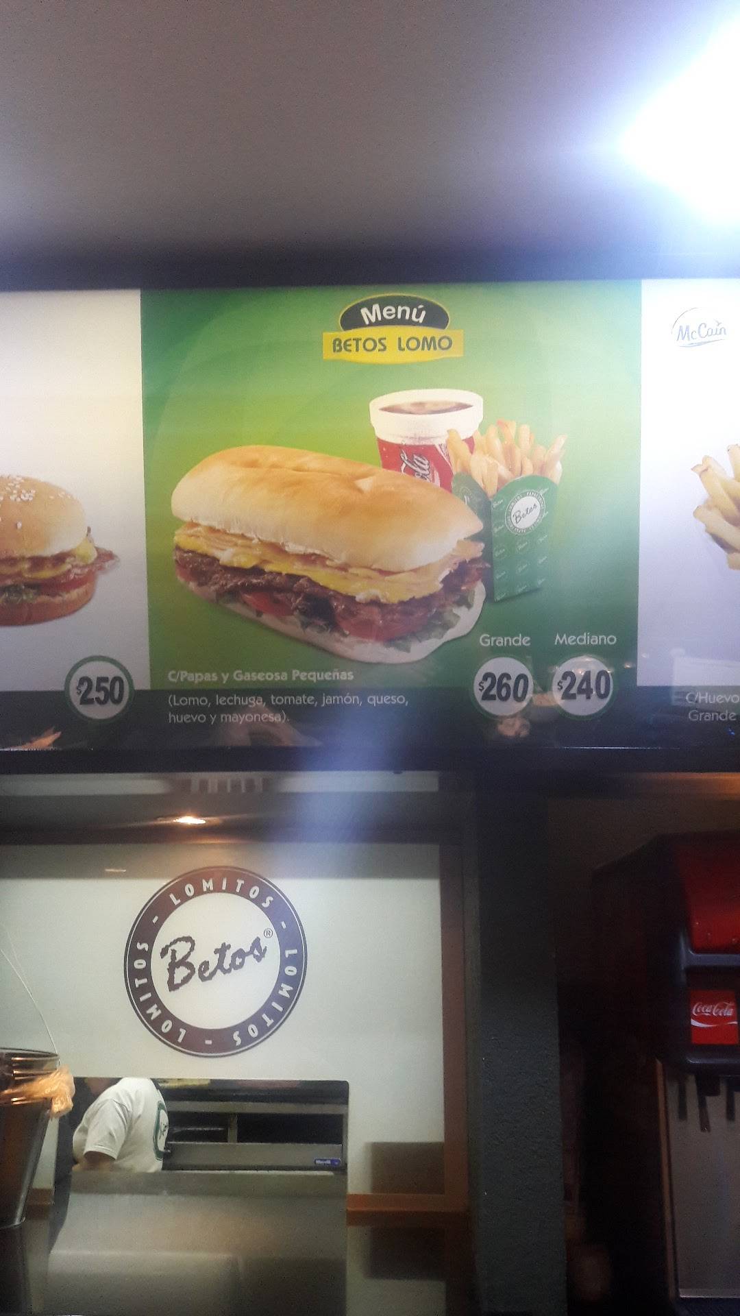 Menu at Lomitos Betos restaurant, Rio Gallegos