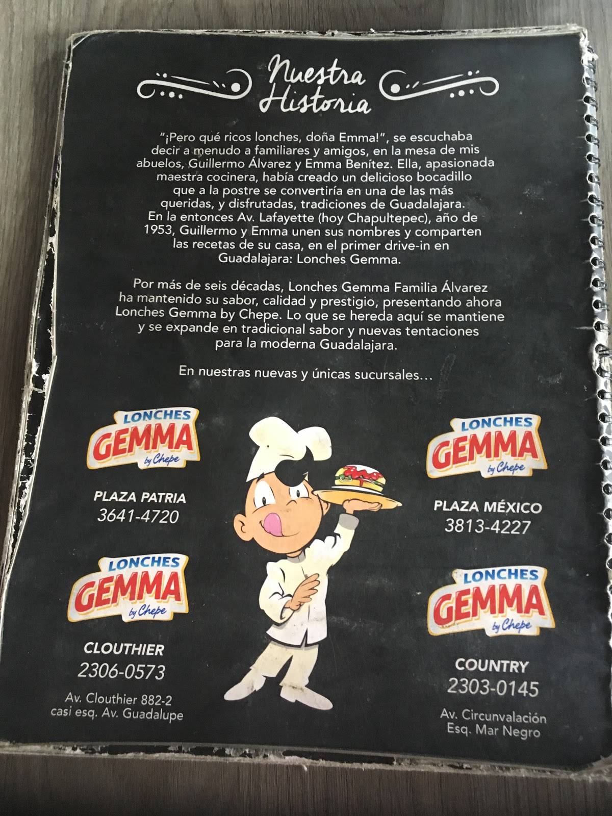 Carta del restaurante Lonches GEMMA By Chepe Country, Guadalajara, Av ...