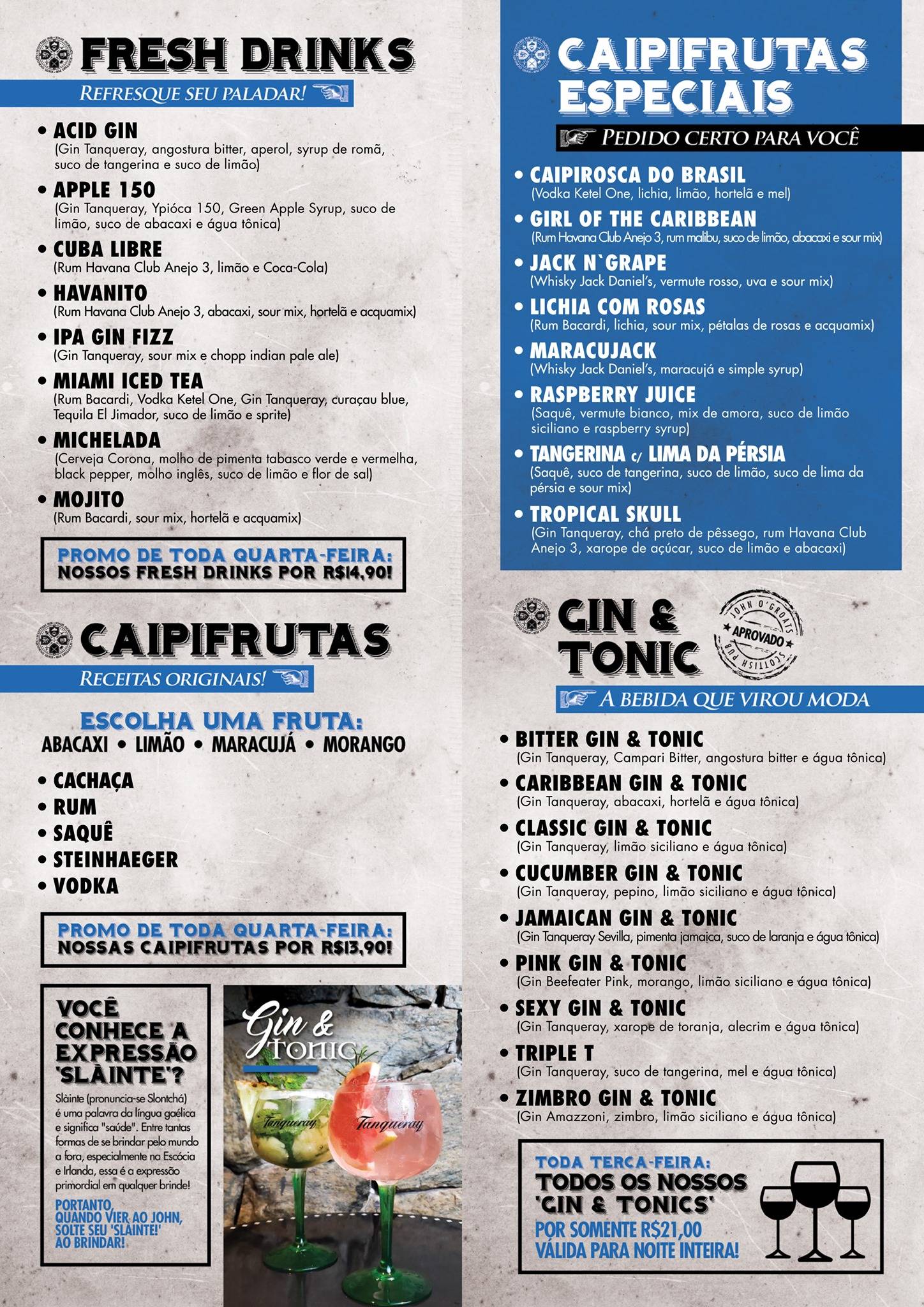Menu em John O'Groats Scottish Pub, Londrina