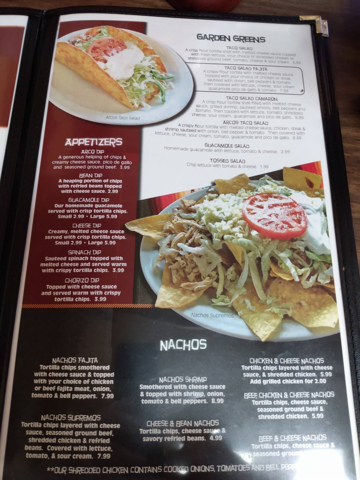 Menu at Los Arcos Mexican Restaurant, Bristow