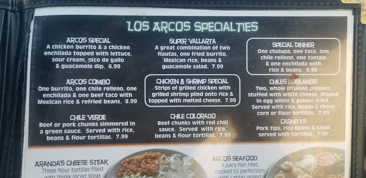 Menu at Los Arcos Mexican Restaurant, Bristow