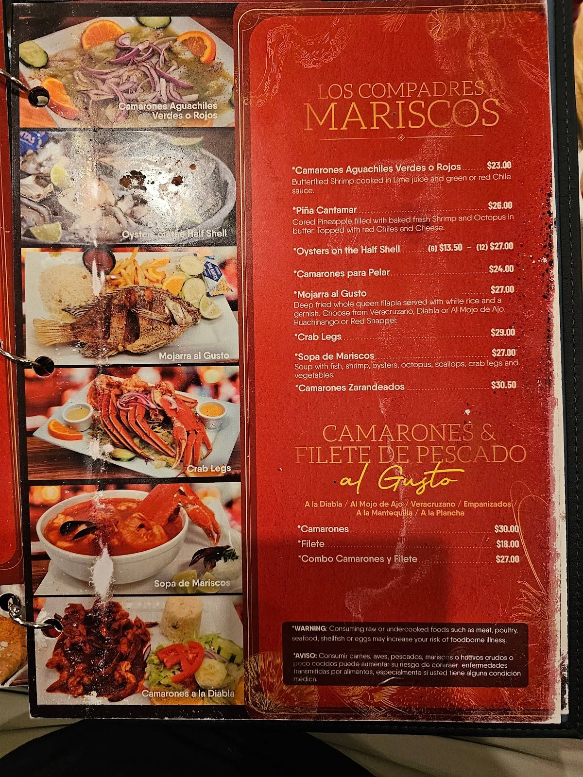 Menu at Los Compadres Tequila Barrel, Lebanon