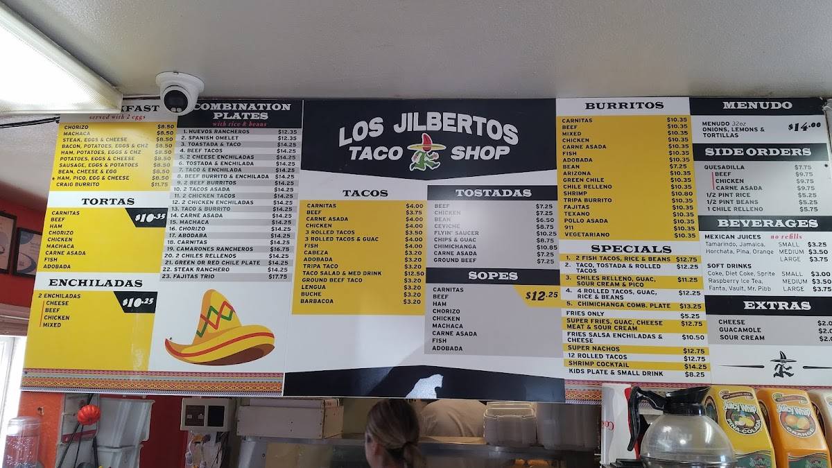 Menu at Los Jilbertos restaurant, Craig