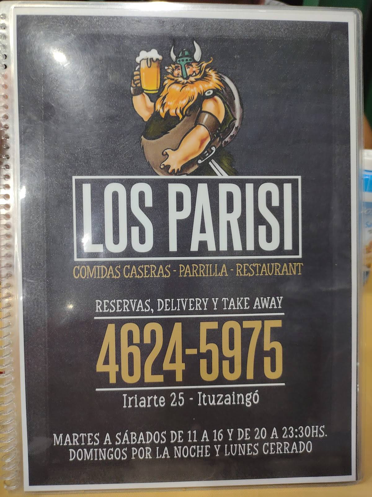 Carta del restaurante Los Parisi, Ituzaingó, Gral. Iriarte 25