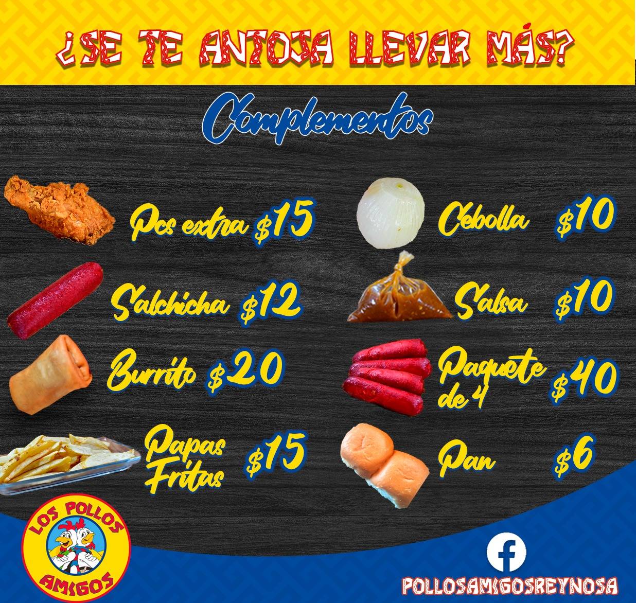Carta del restaurante Los Pollos Amigos, Reynosa