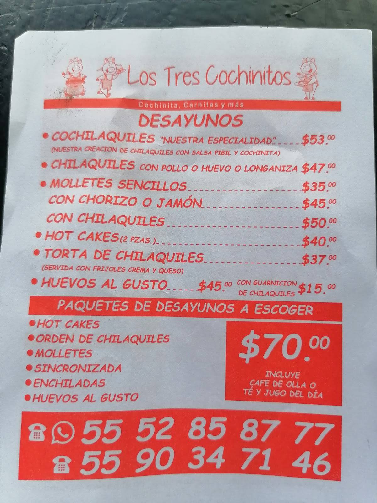 Carta del restaurante Los tres cochinitos, Ciudad del México, Rio ...