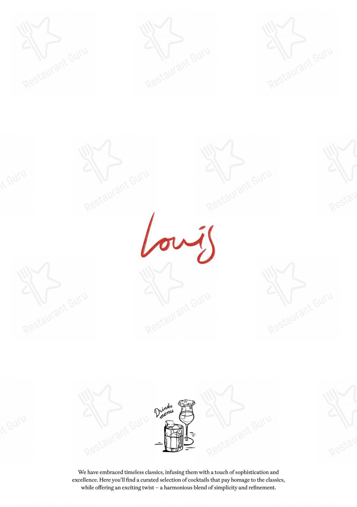 Menu at Louis Restaurant, Manchester