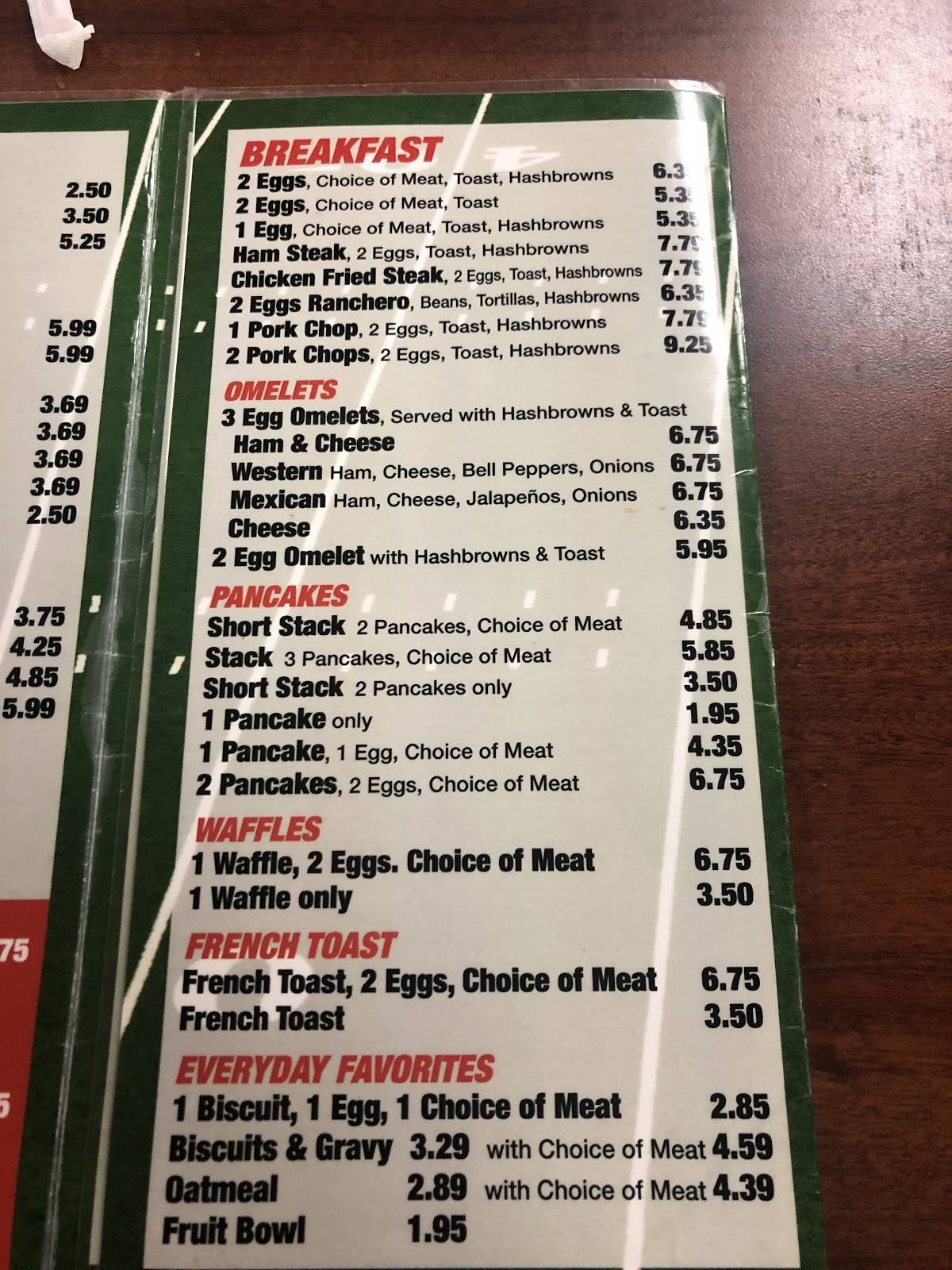 Menu at Red Zone Cafe, Lubbock, Slide Rd