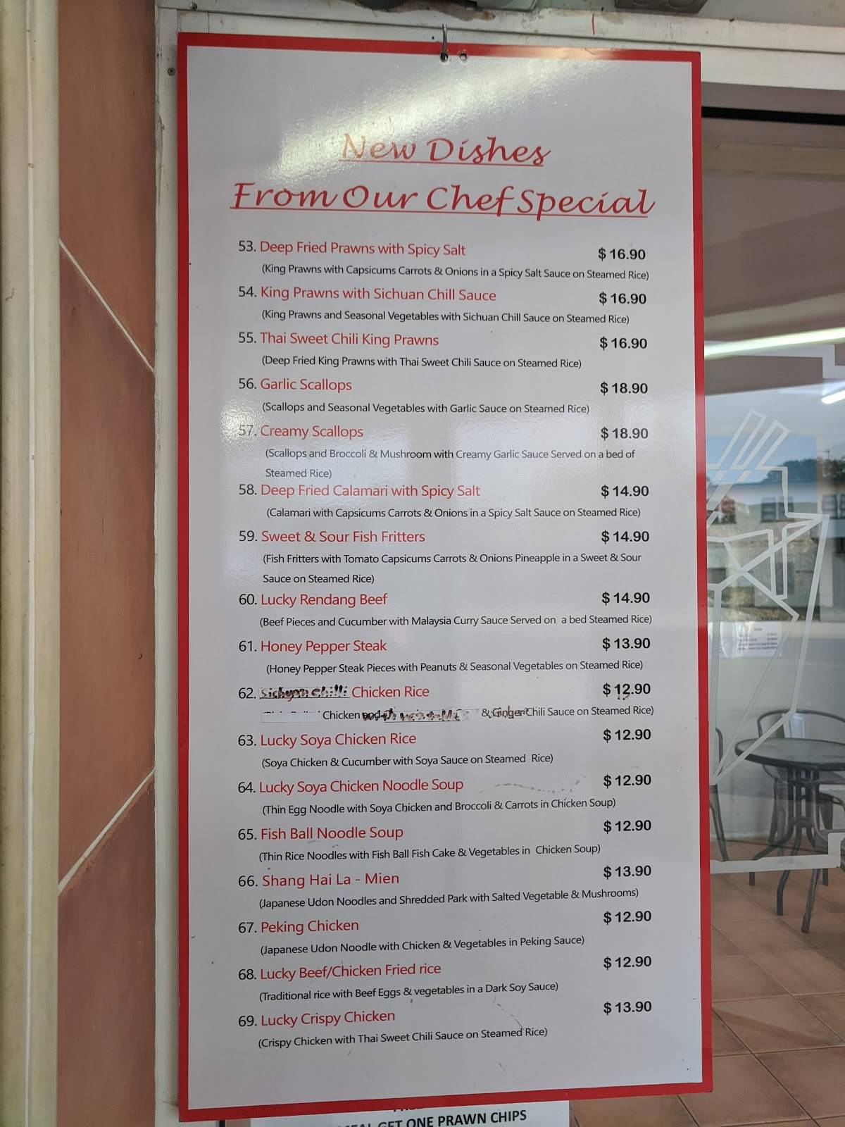 Menu at Lucky Noodle Box restaurant, Emerald