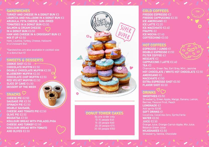 Speisekarte von Luluki Donuts, Aglantzia