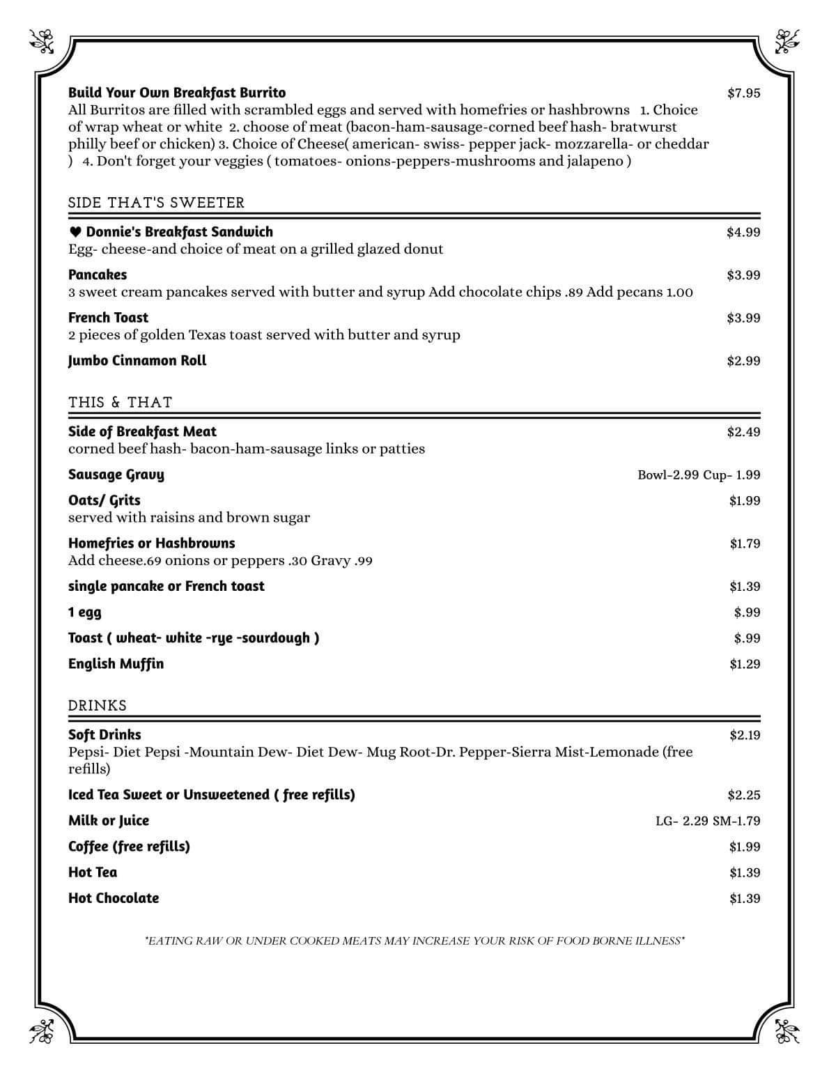 Menu at Lulu's Kitchen restaurant, Bucyrus