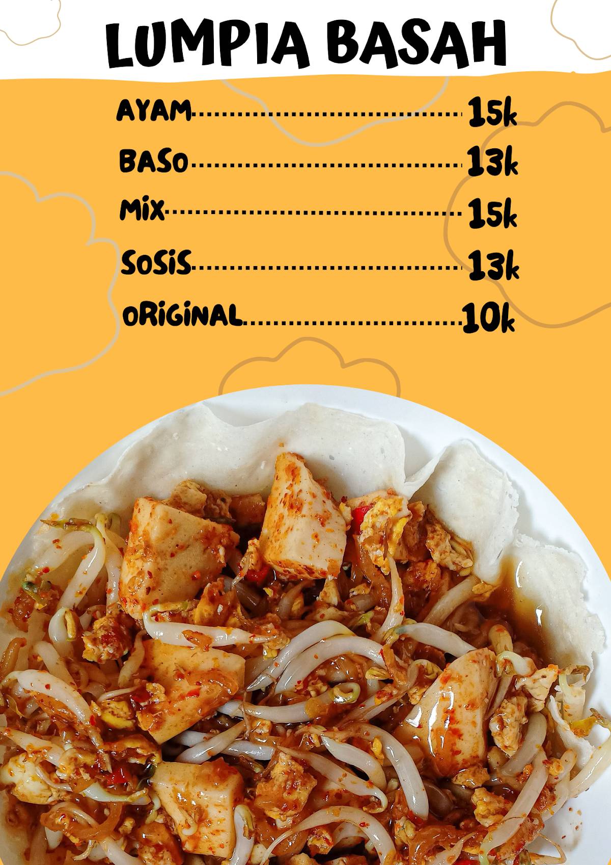 Menu at Lumpia basah bang ahmad restaurant, Wana Kerta
