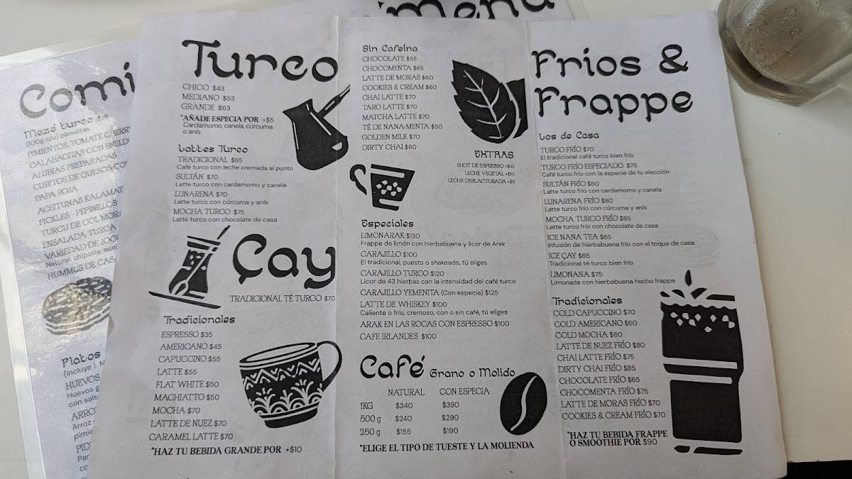 Carta de Lunarena Cafe Condesa, Ciudad de México