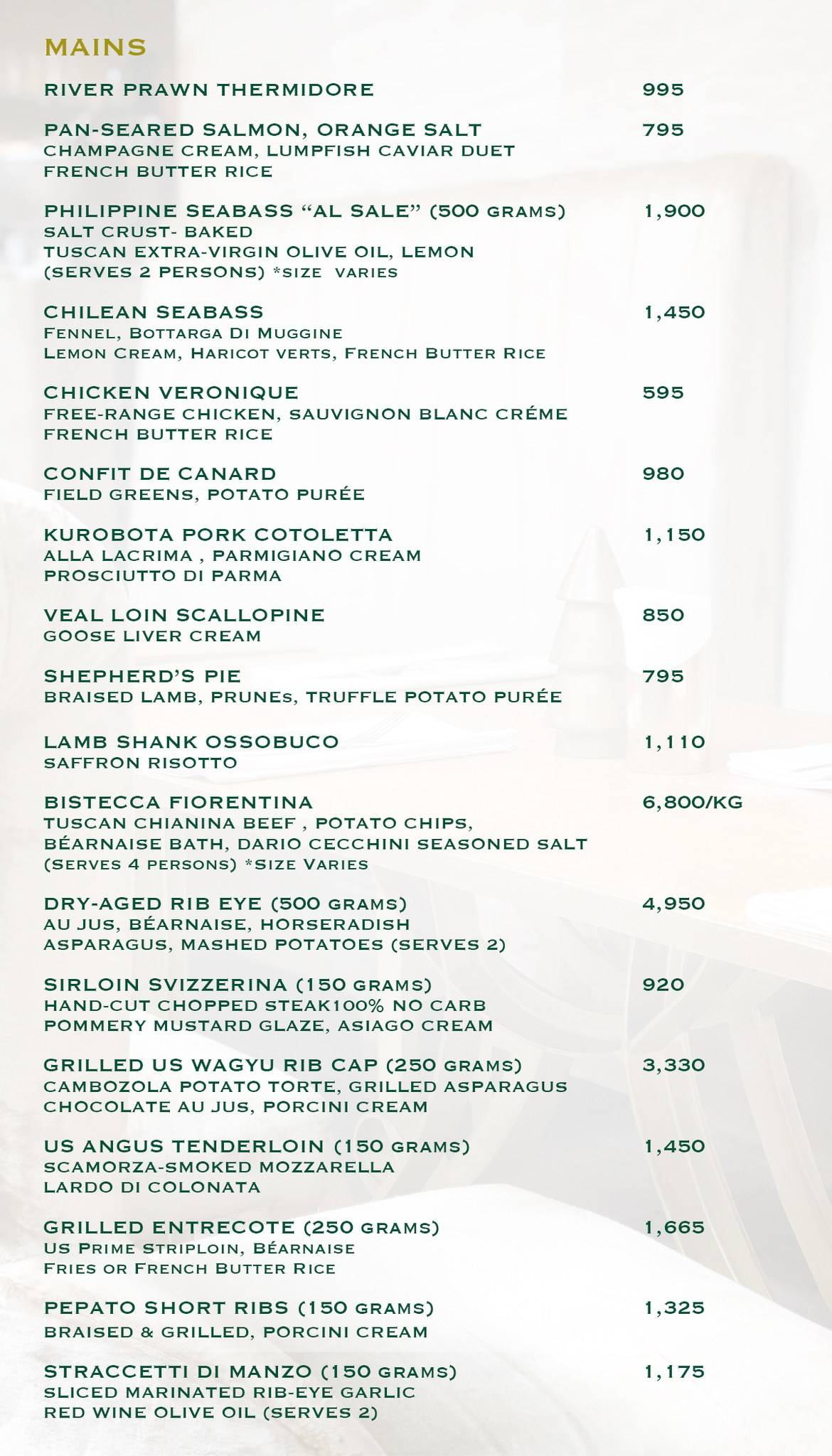 Menu at Lusso cafe, Makati, Legaspi Street
