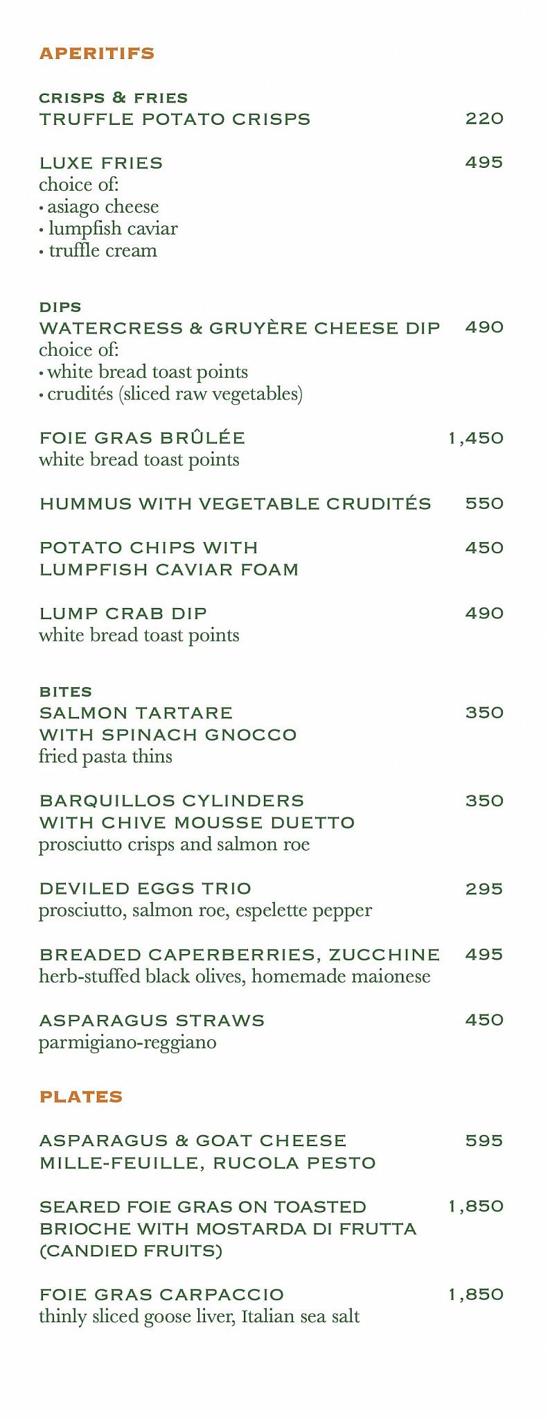 Menu at Lusso by Margarita Forés - Greenbelt 5 cafe, Makati, Legazpi Street