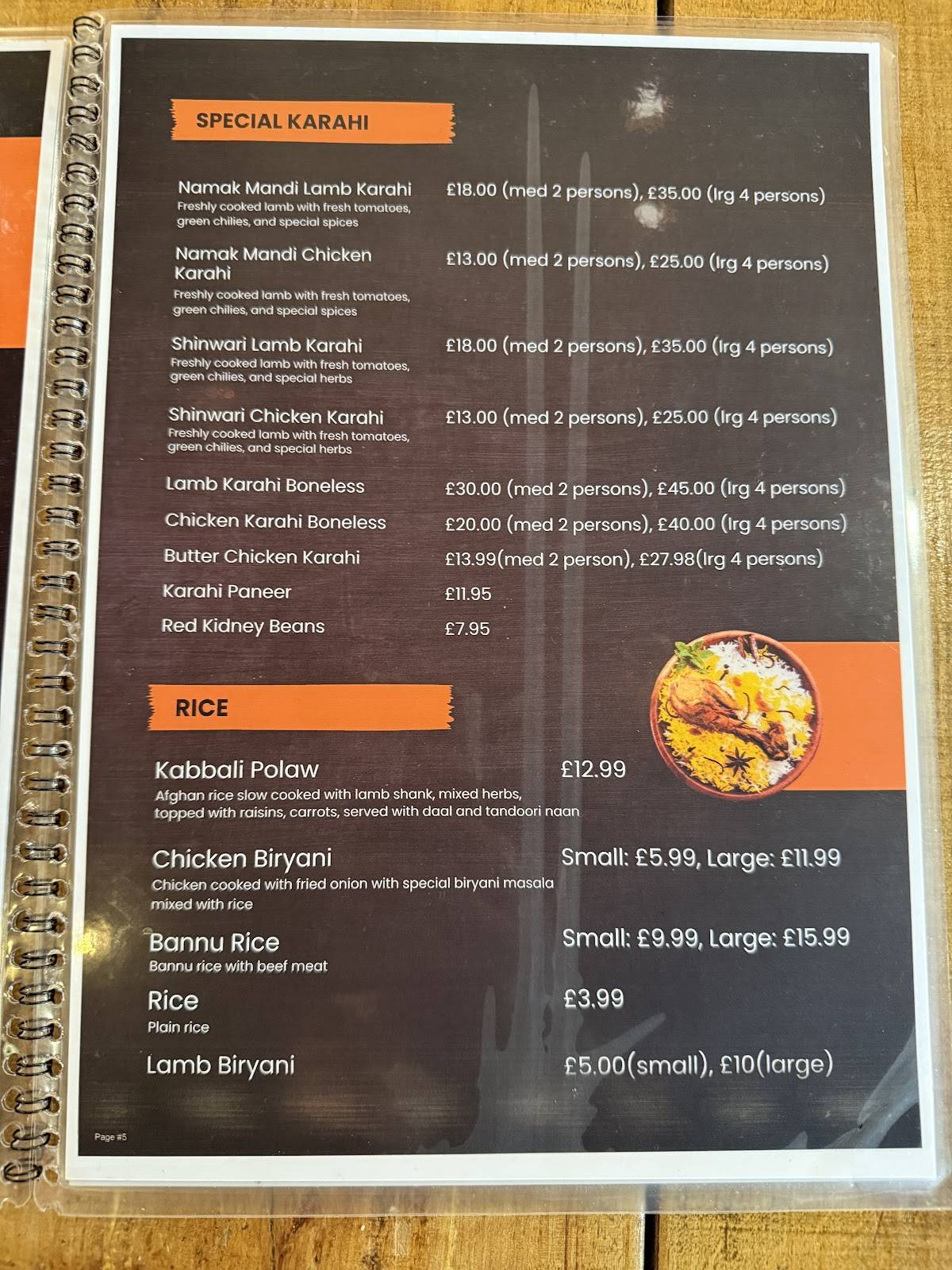 Menu at AFGHAN SHINWARI restaurant, Luton
