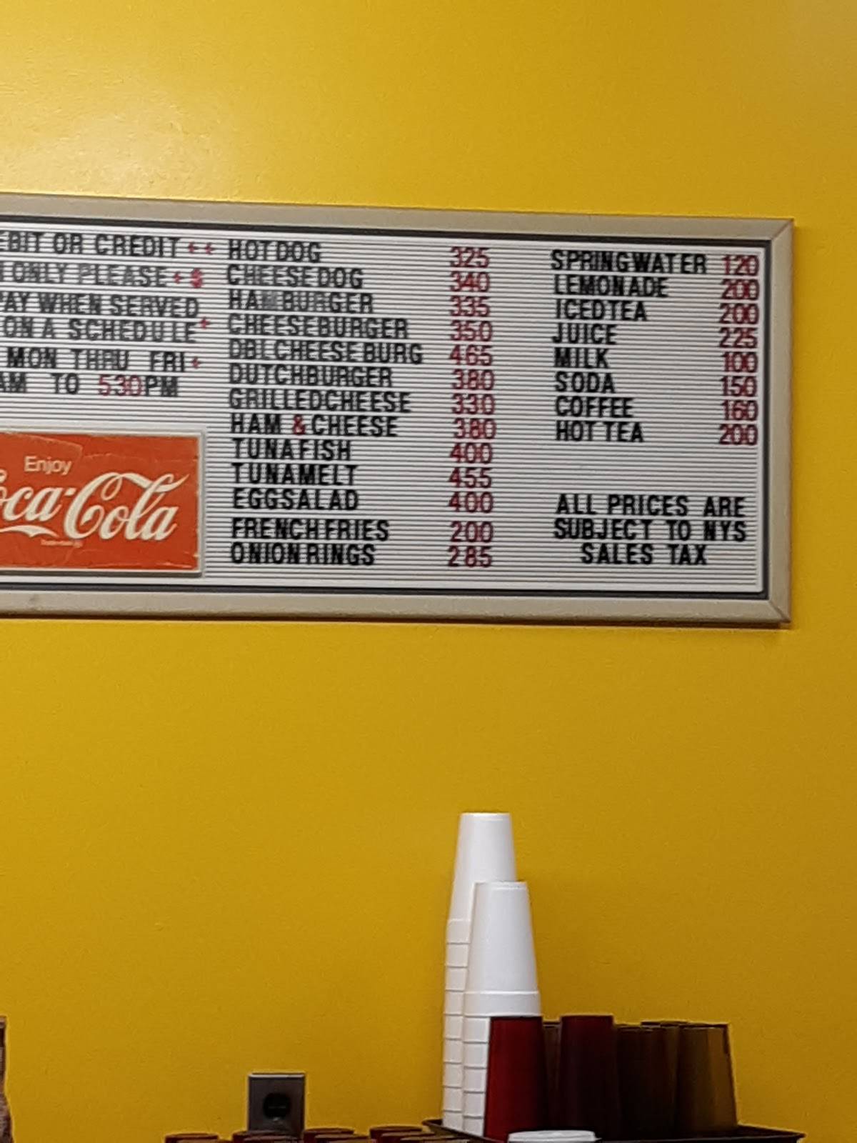 Menu at M & M Red Hots restaurant, Elmira