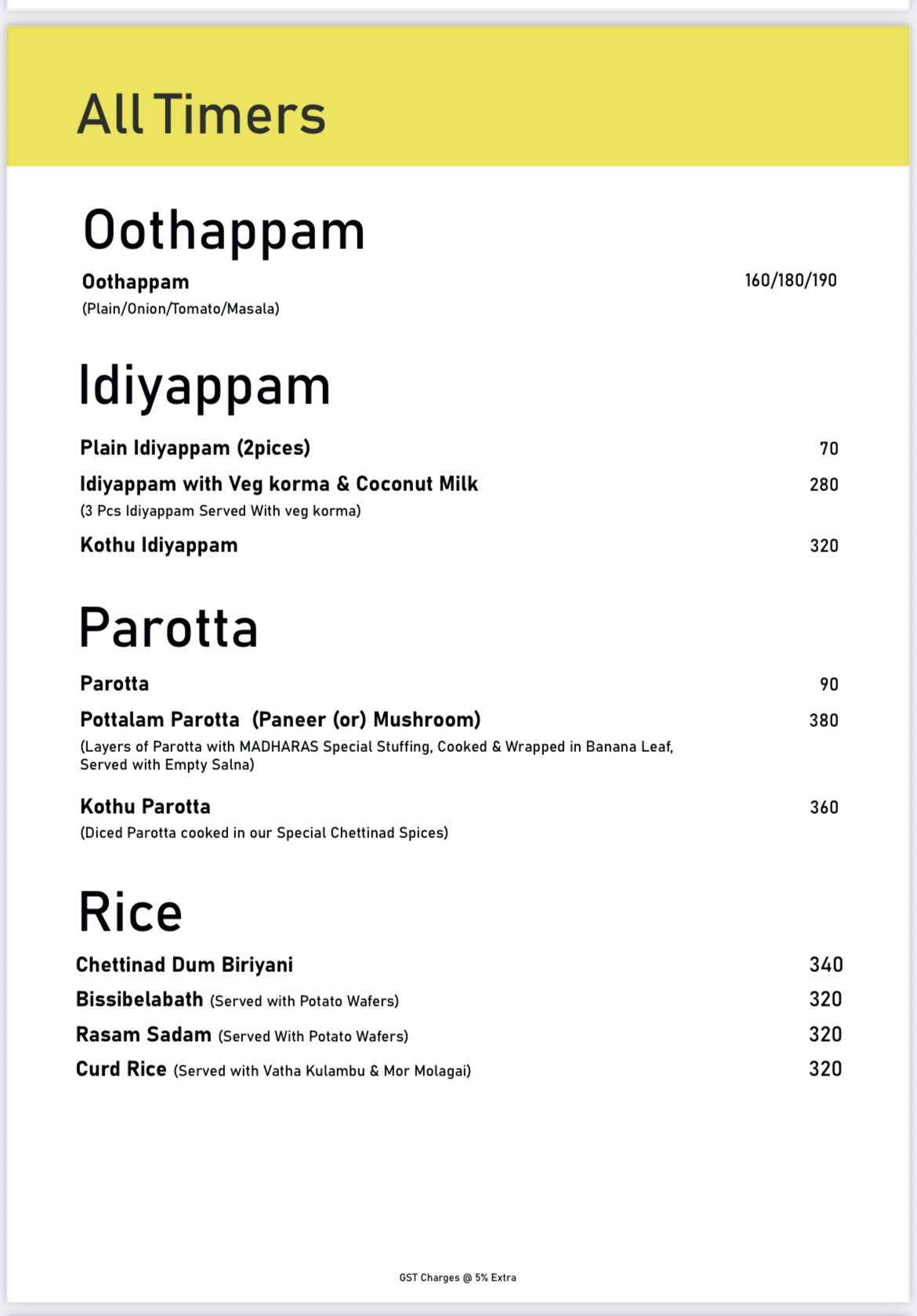 Menu at MADHARAS - Global Veg Kitchen, Chennai