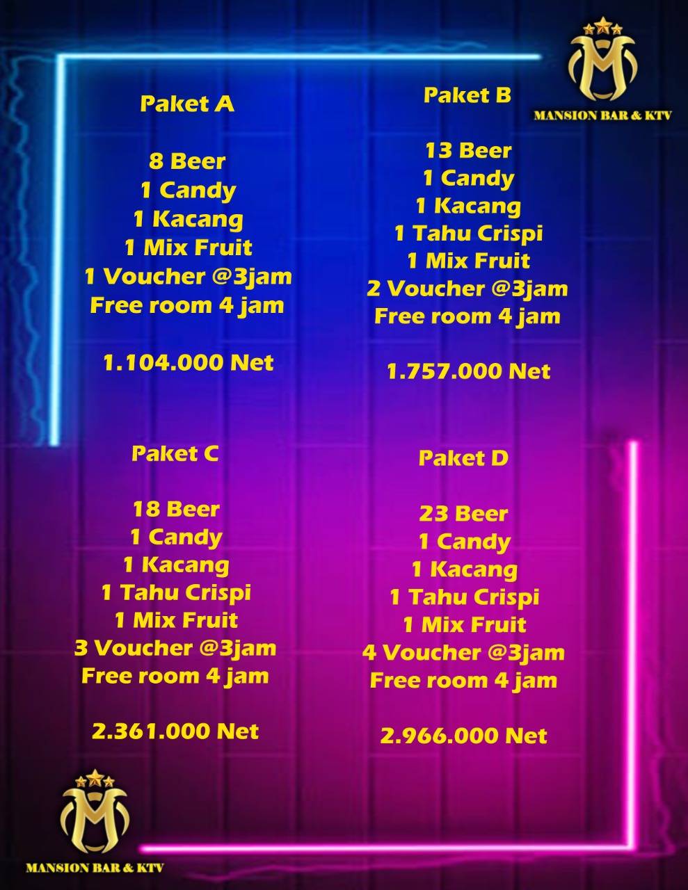 Menu at MANSION BAR & KTV, Surabaya