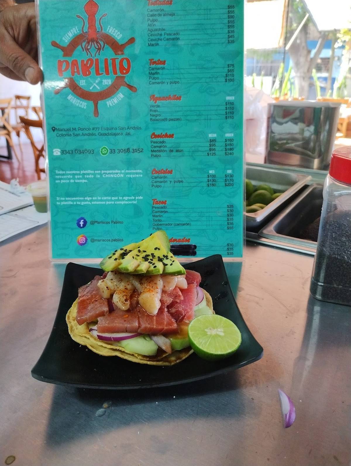 Carta del restaurante MARISCOS PABLITO, Guadalajara