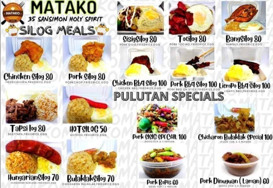 Carta del restaurante MATAKO Holy Spirit, Ciudad Quezon