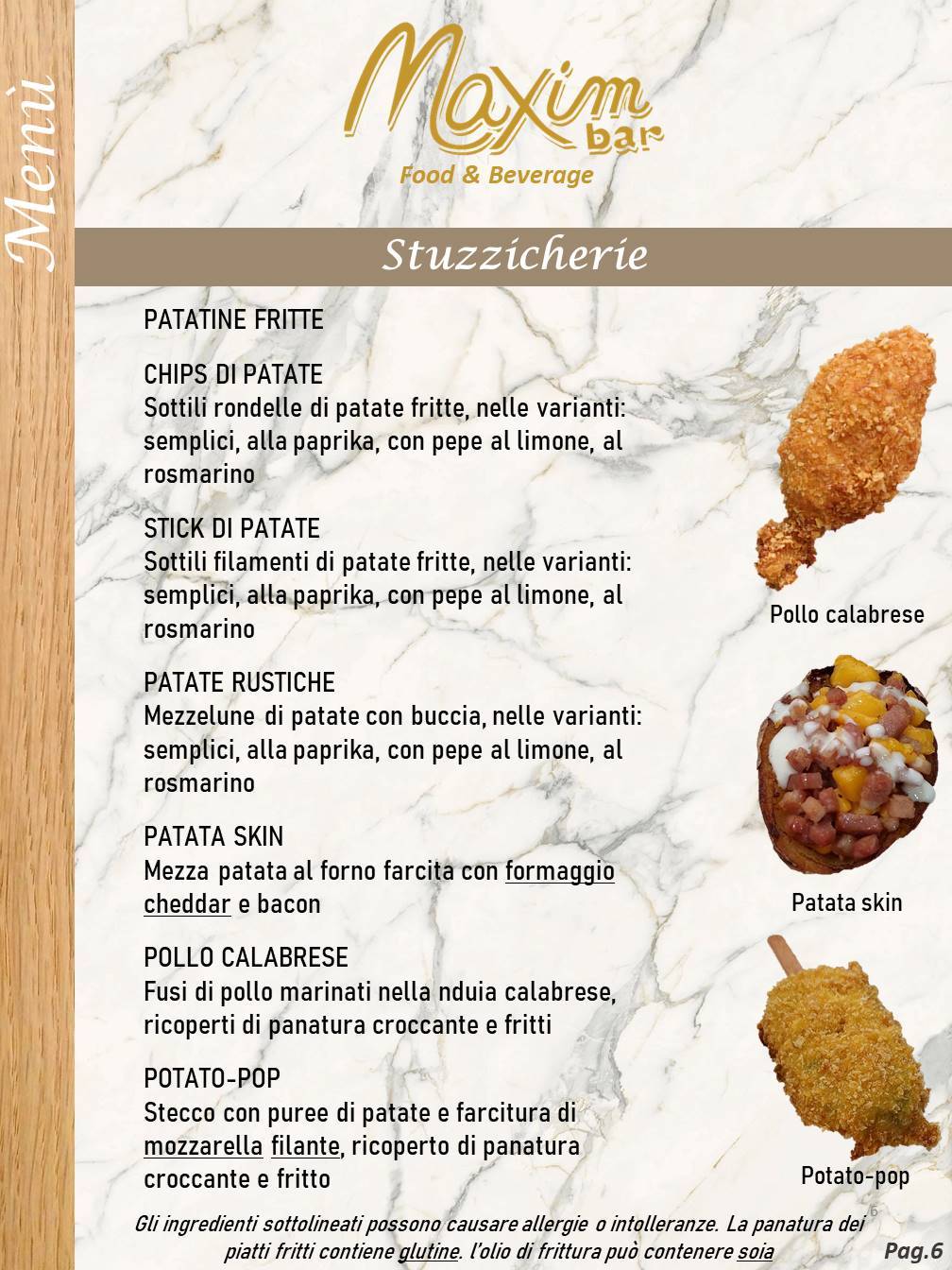 Menu da MAXIM FOOD & BEVERAGE pub & bar, Torretta, Via S. Giuseppe ...