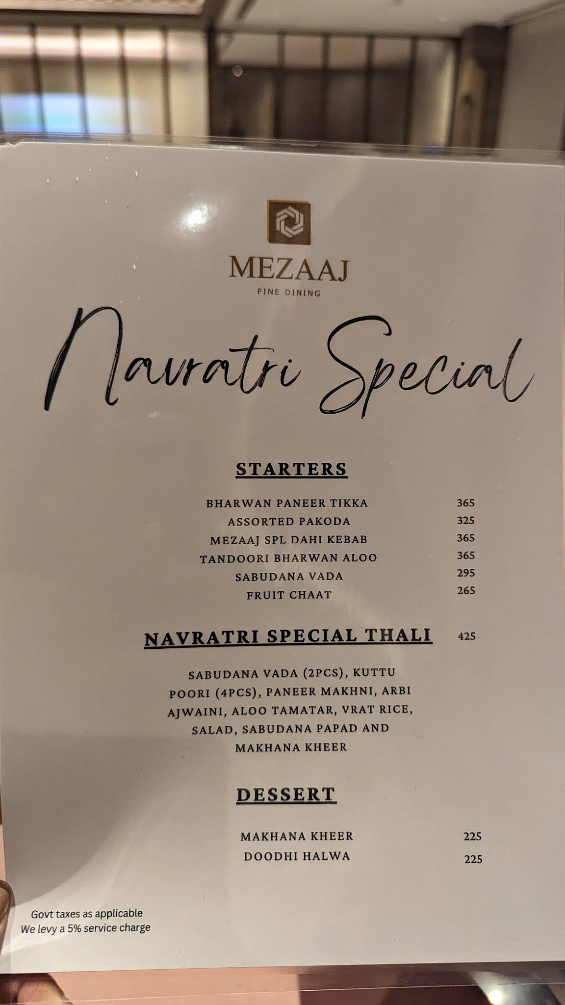 Menu at MEZAAJ FINE DINING RESTAURANT, New Delhi