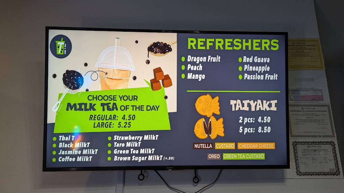 Menu at MILK T BAR, Carrollton