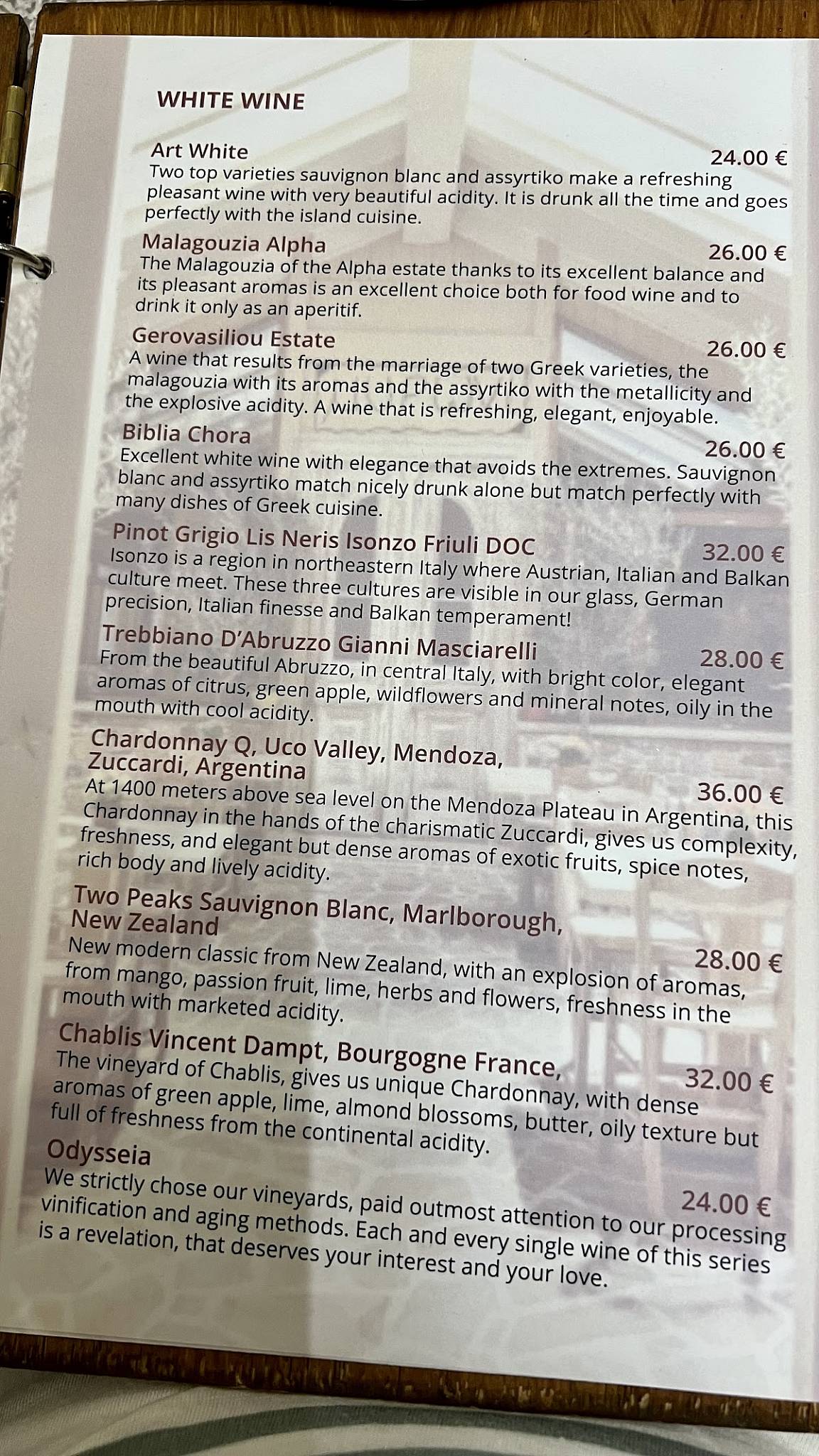 Menu at MIRONI Greek Restaurant, Athens