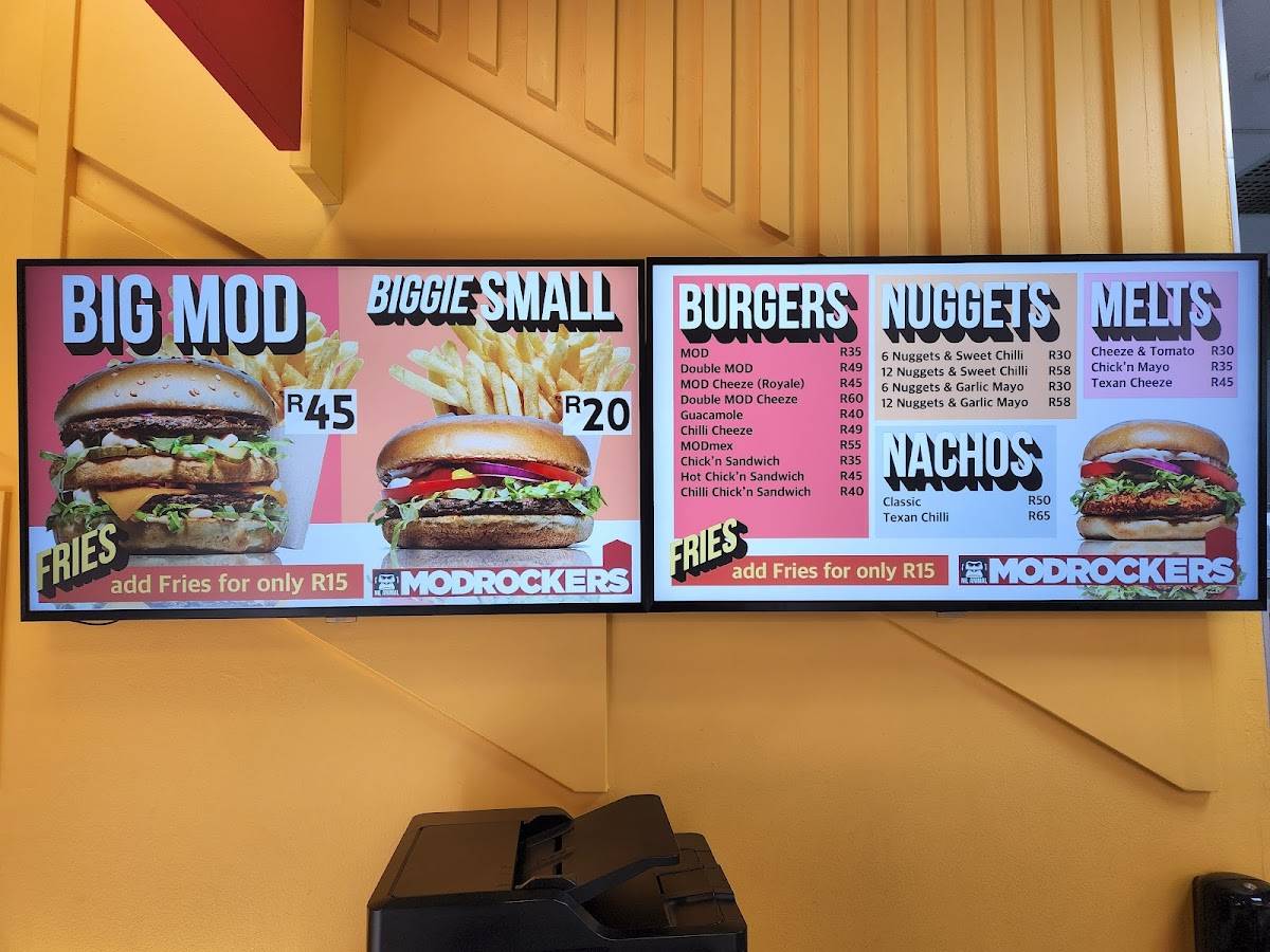 Menu at MOD restaurant, Johannesburg