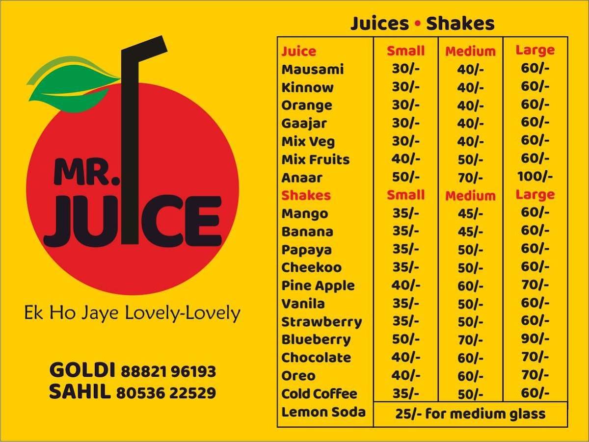 Menu at MR EGG, New Delhi