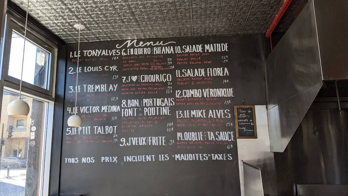Menu au Ma Poule Mouillée restaurant, Montréal, 969 Rachel St E