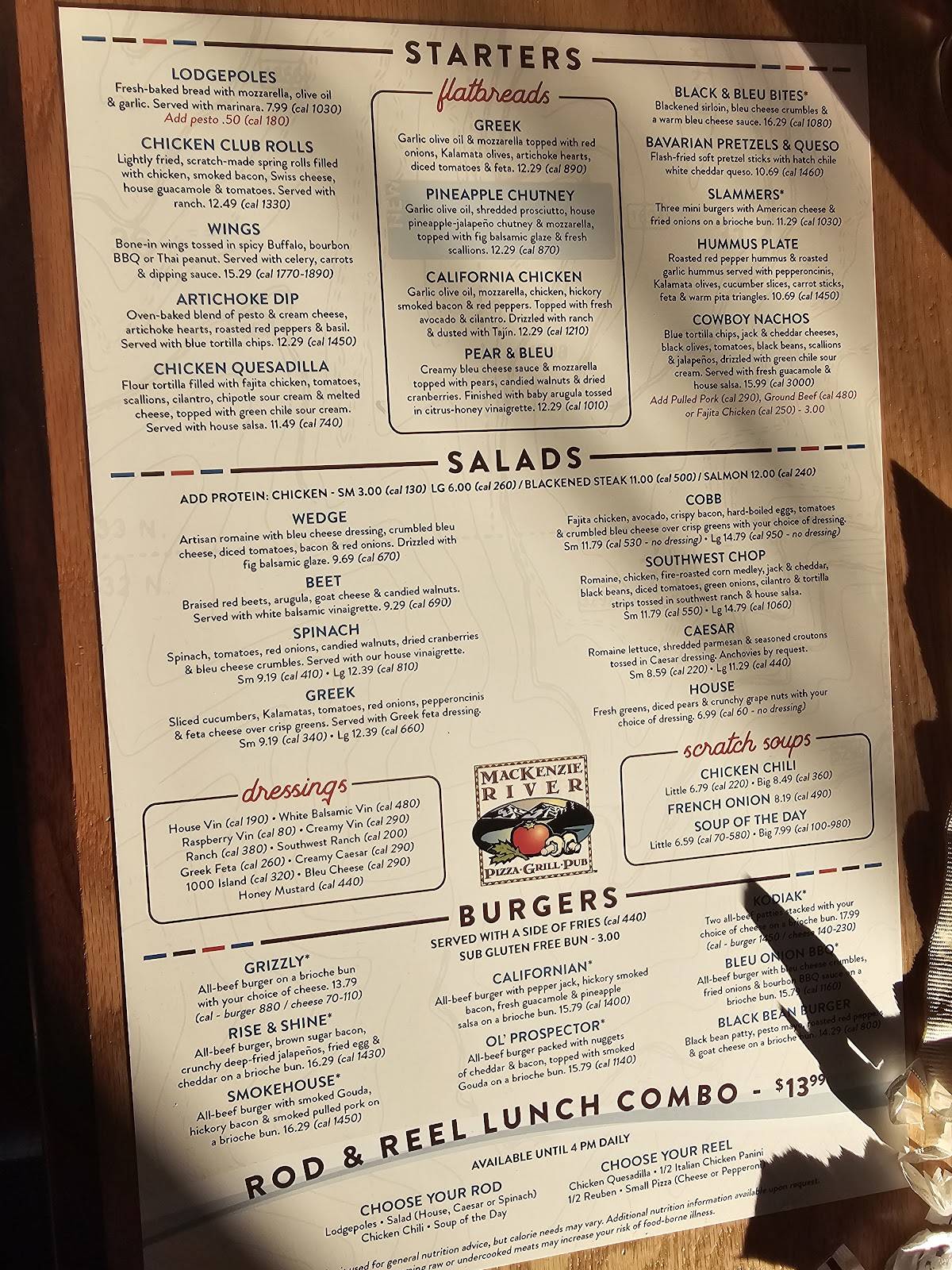 Menu at MacKenzie River Pizza, Grill & Pub, Rapid City