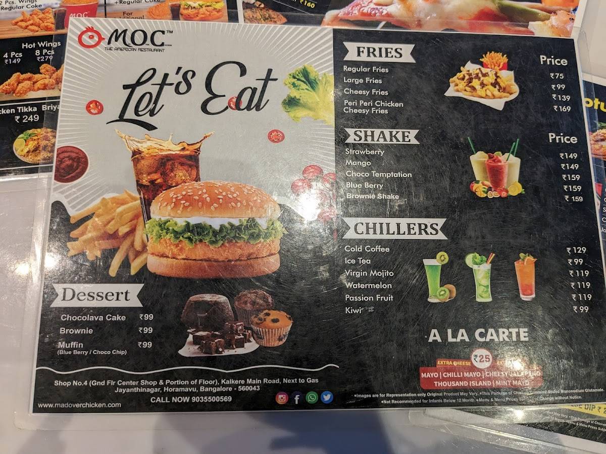 Menu at Mad Over Chicken & Pizza Lane, Bengaluru