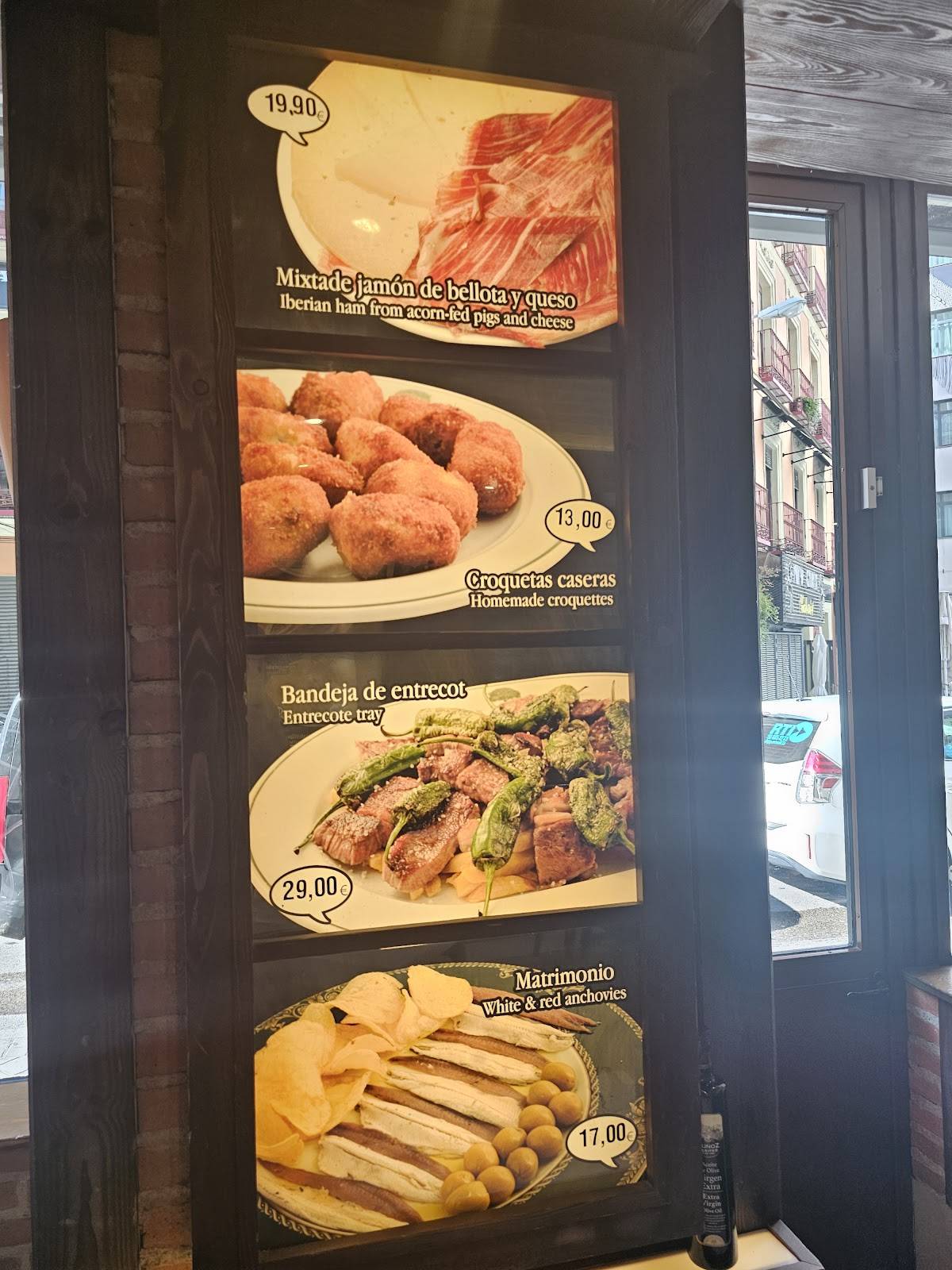 Carta de Mesón Bar de Tapas El Jamón de Gran Vía, Madrid