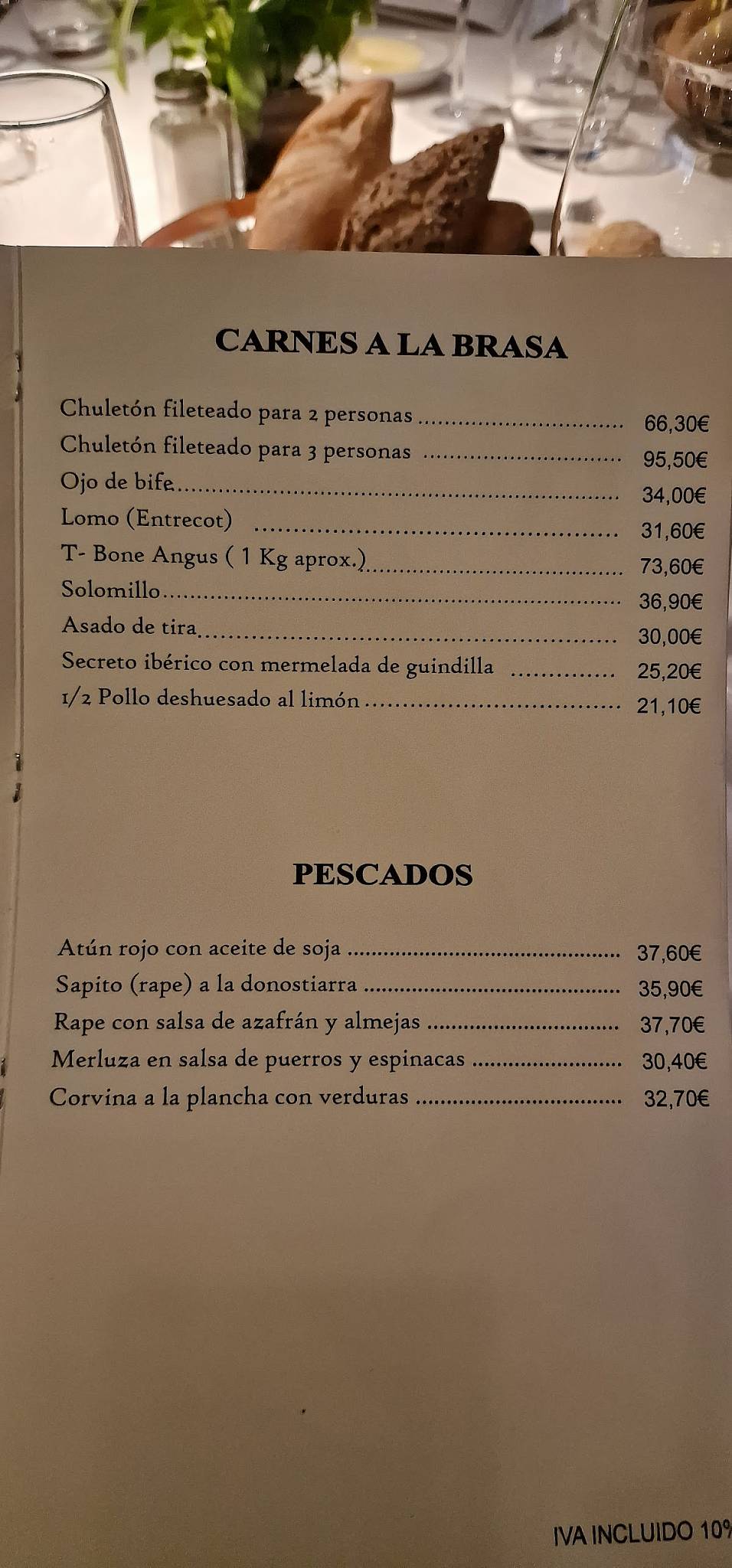 Carta de Restaurante De María - Felíx Boix, Madrid, C. de Félix Boix