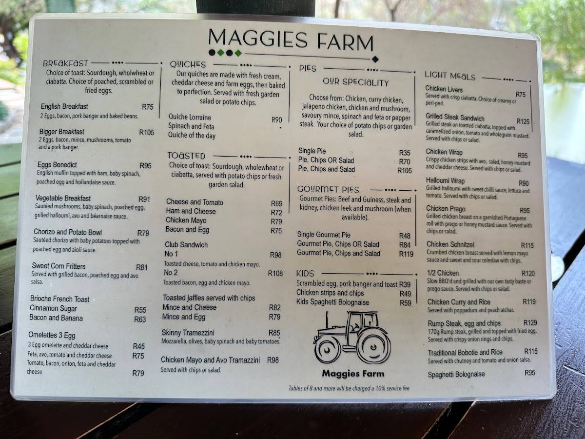 Menu at The Restaurant at Maggie's Farm, Lanseria