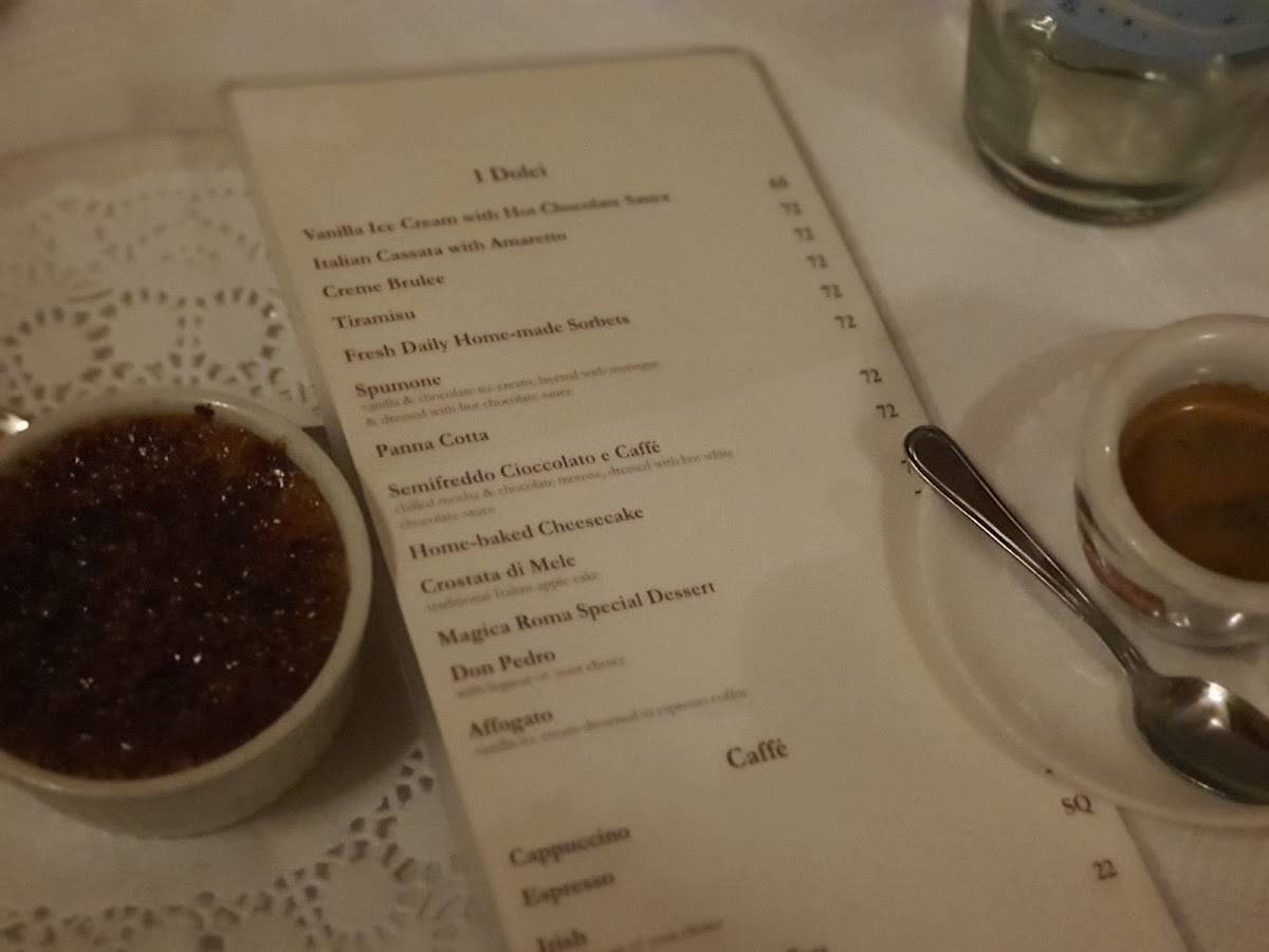 Menu at Magica Roma restaurant, Cape Town