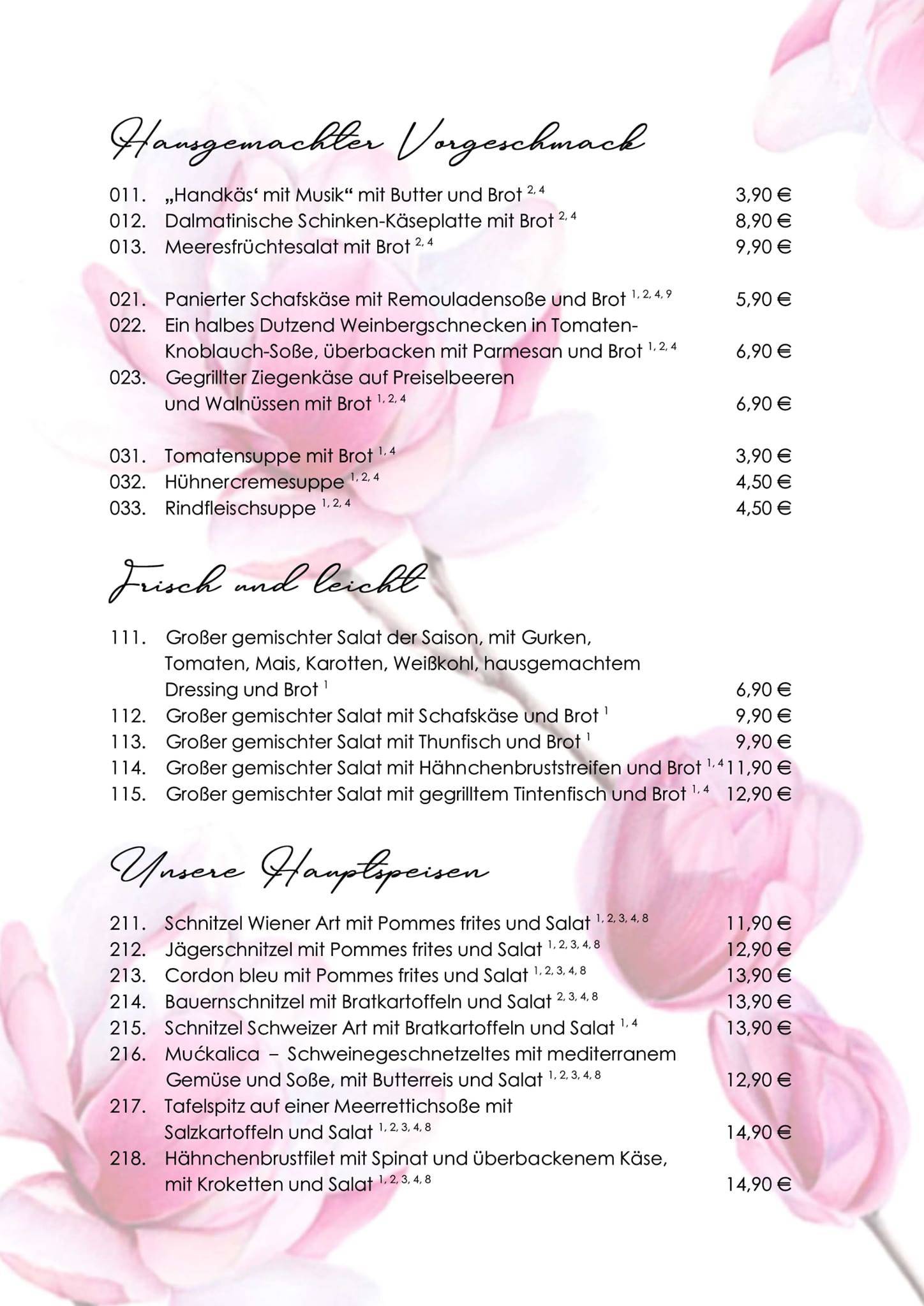 Speisekarte von Magnolia Restaurant - Event - Catering, Kronberg im Taunus