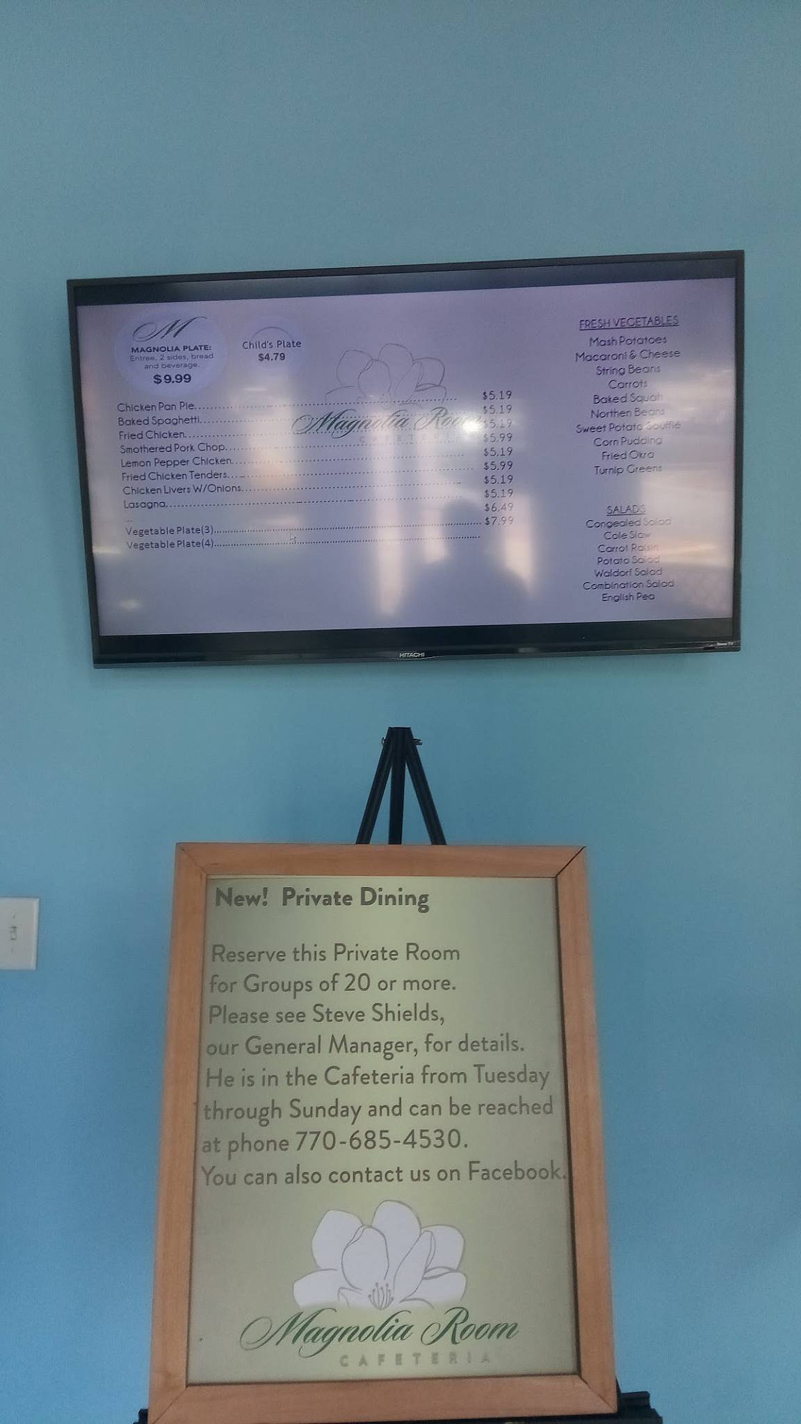 Menu at Magnolia Room Cafeteria, Tucker