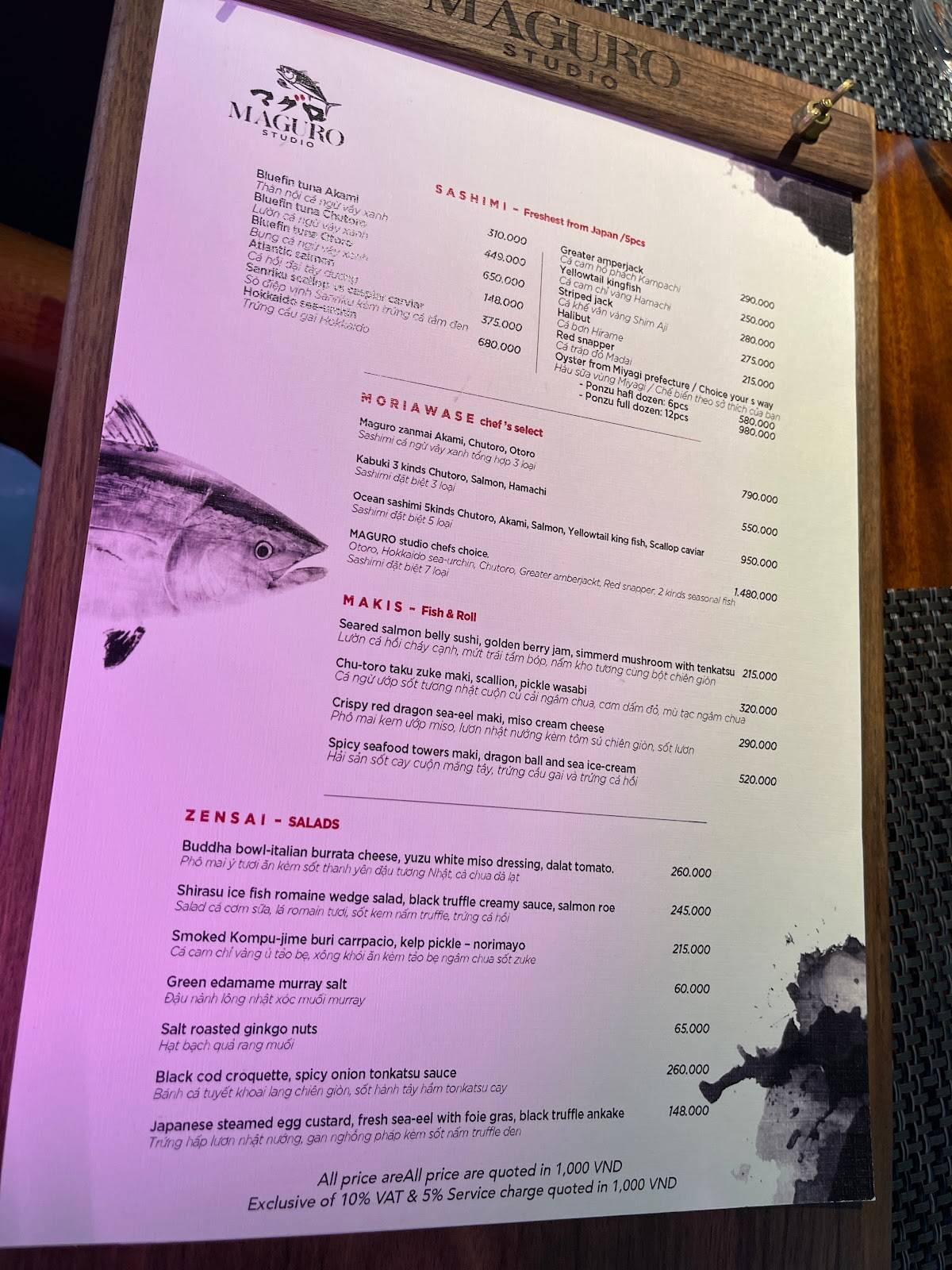 Carta del restaurante MAGURO Studio, Ciudad Ho Chi Minh (Saigón)