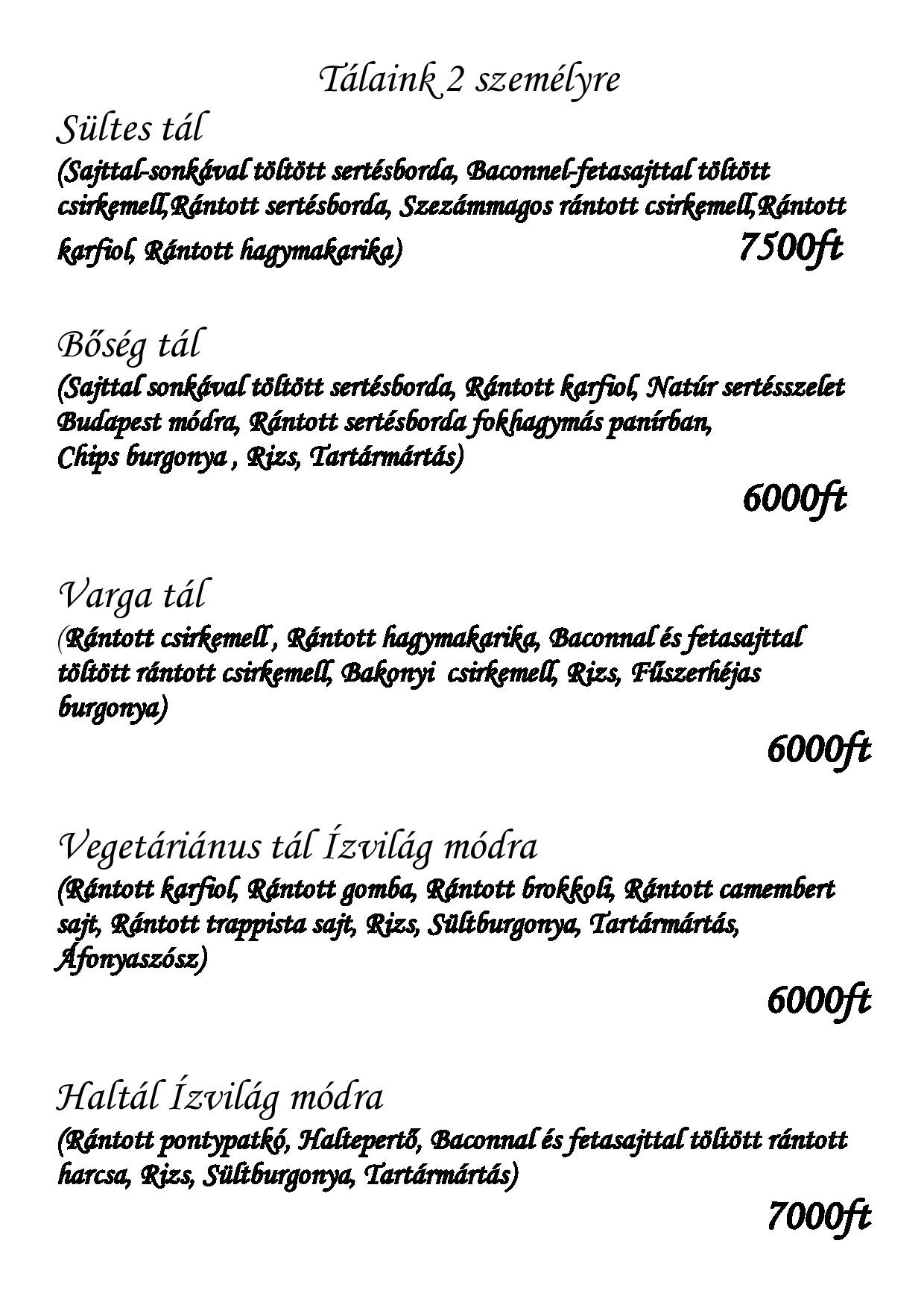 Menu at Magyaros Ízvilág Étterem & Kifőzde restaurant, Polgár
