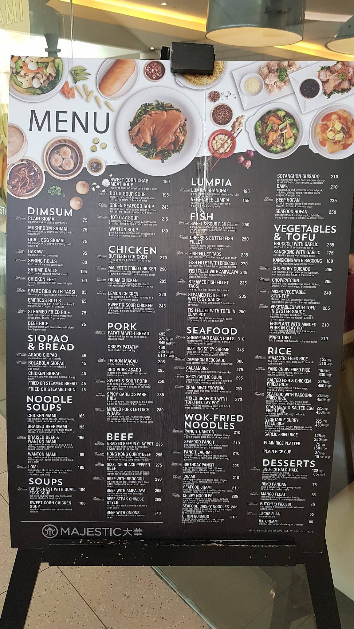 Menu at Majestic restaurant, Cebu City, SM City Cebu