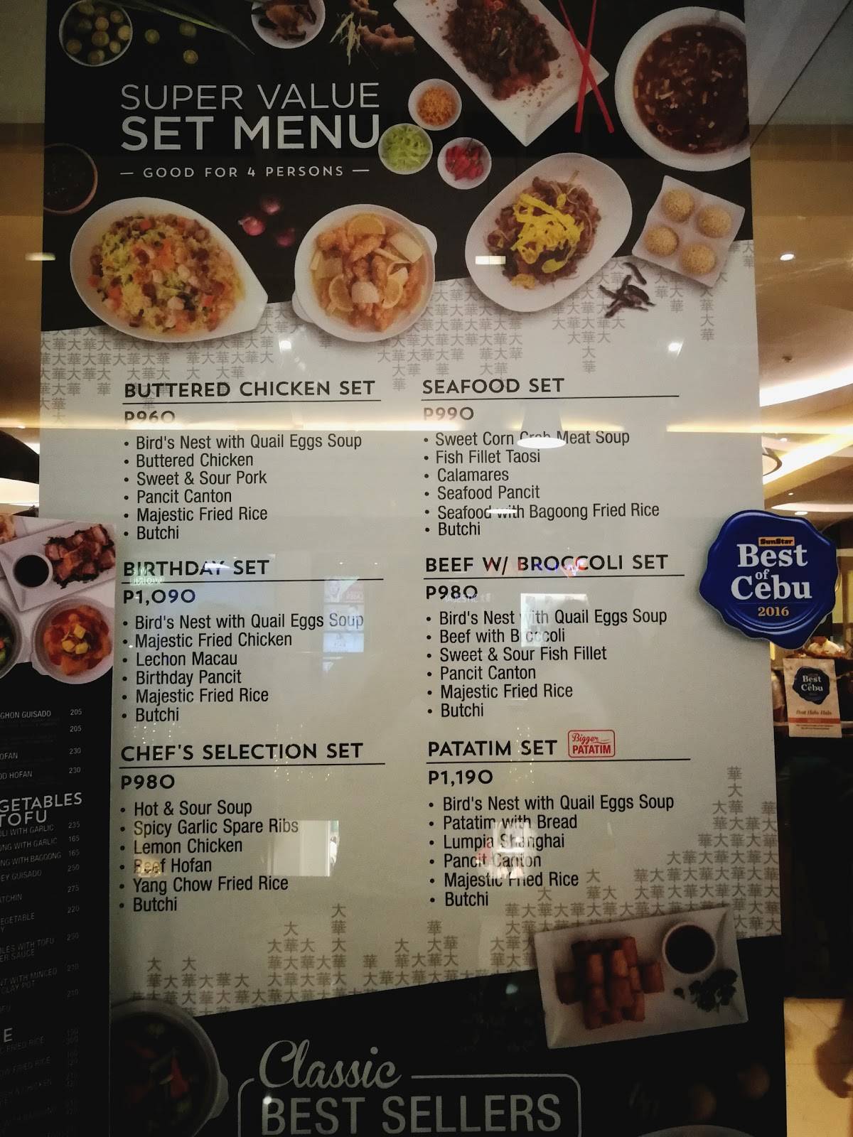 Menu at Majestic restaurant, Cebu City, SM City Cebu