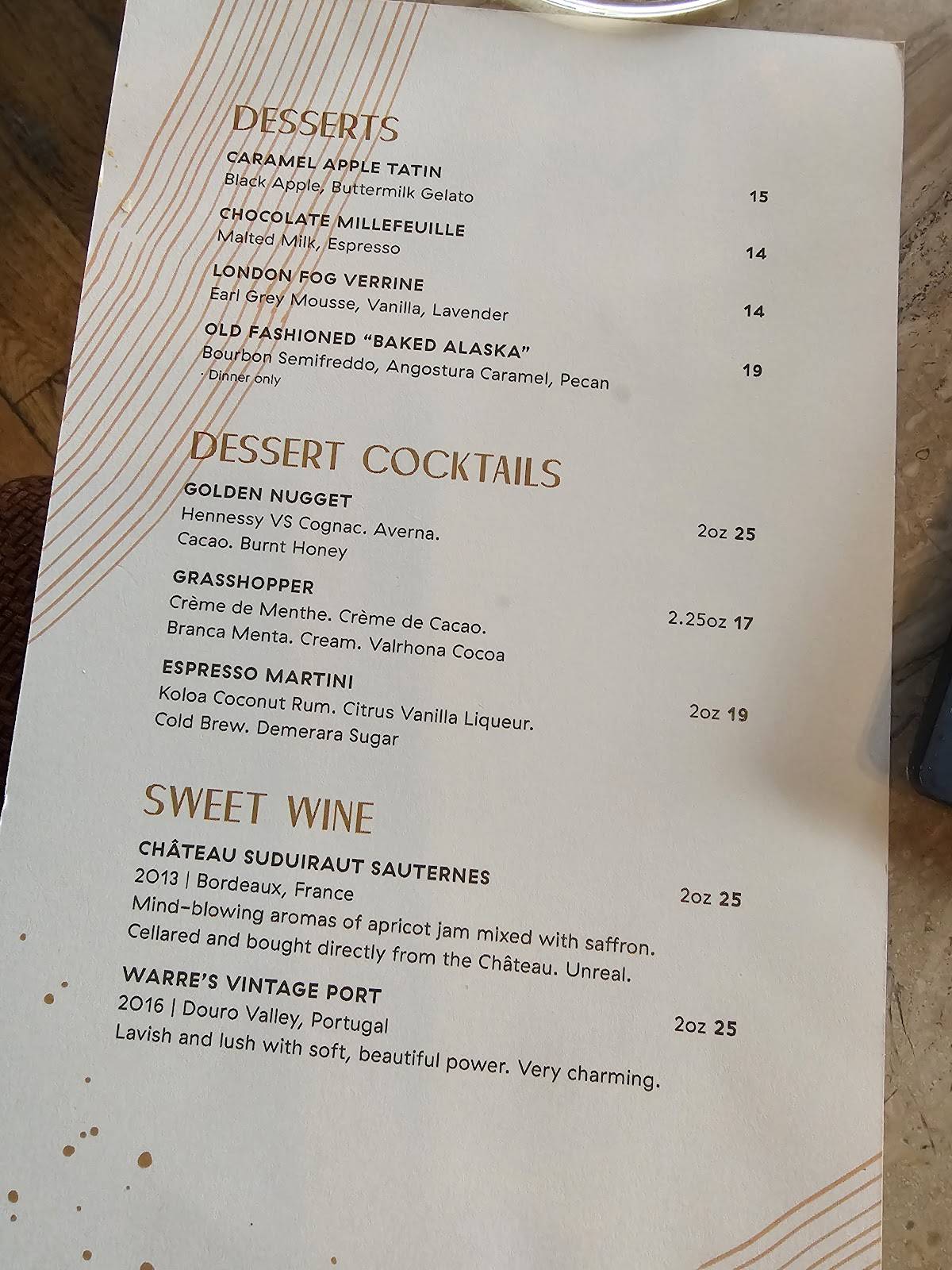 Menu at Major Tom Bar, Calgary