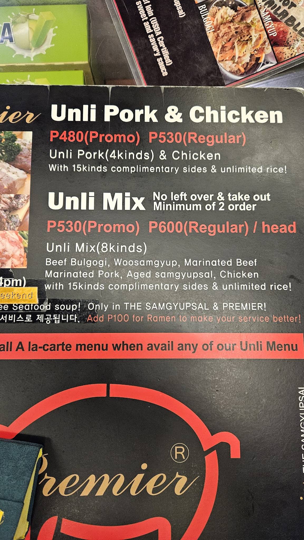 Menu at Premier The Samgyupsal - The Rise restaurant, Makati