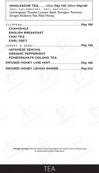 Menu at The Wholesome Table BGC restaurant, Taguig, Central Square