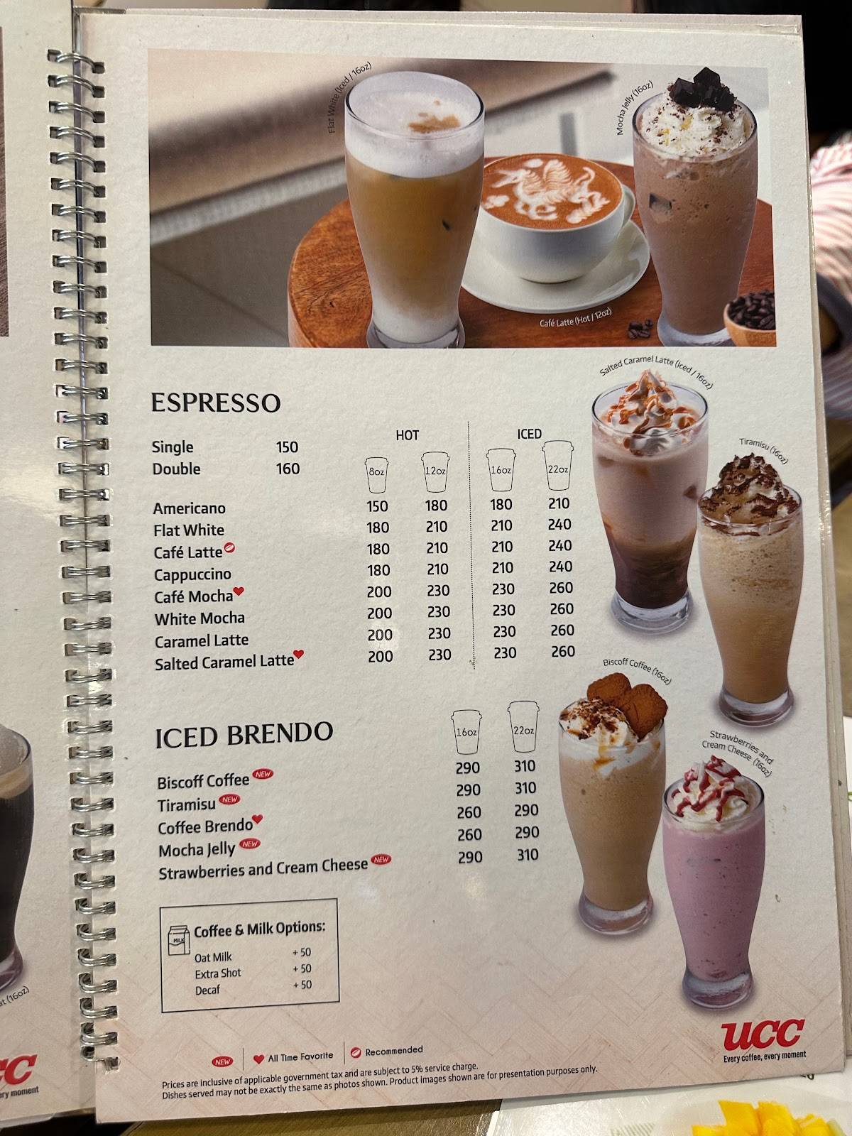 Menu at UCC Park Café cafe, Makati, Glorietta 3 Park